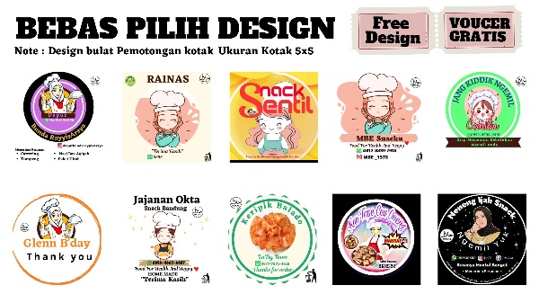 100 pcs Uk 5x5 (free design) stiker kotak makan/ lebel makanan/ stiker ...