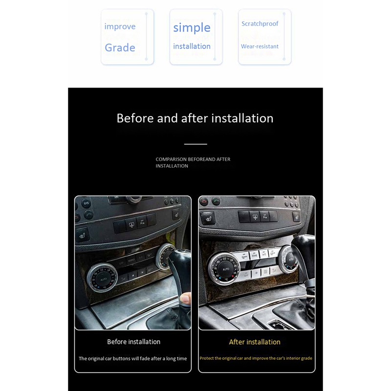 8PCS AC Dash Buttons Cover Media Volume Buttons Cover Stickers for ...