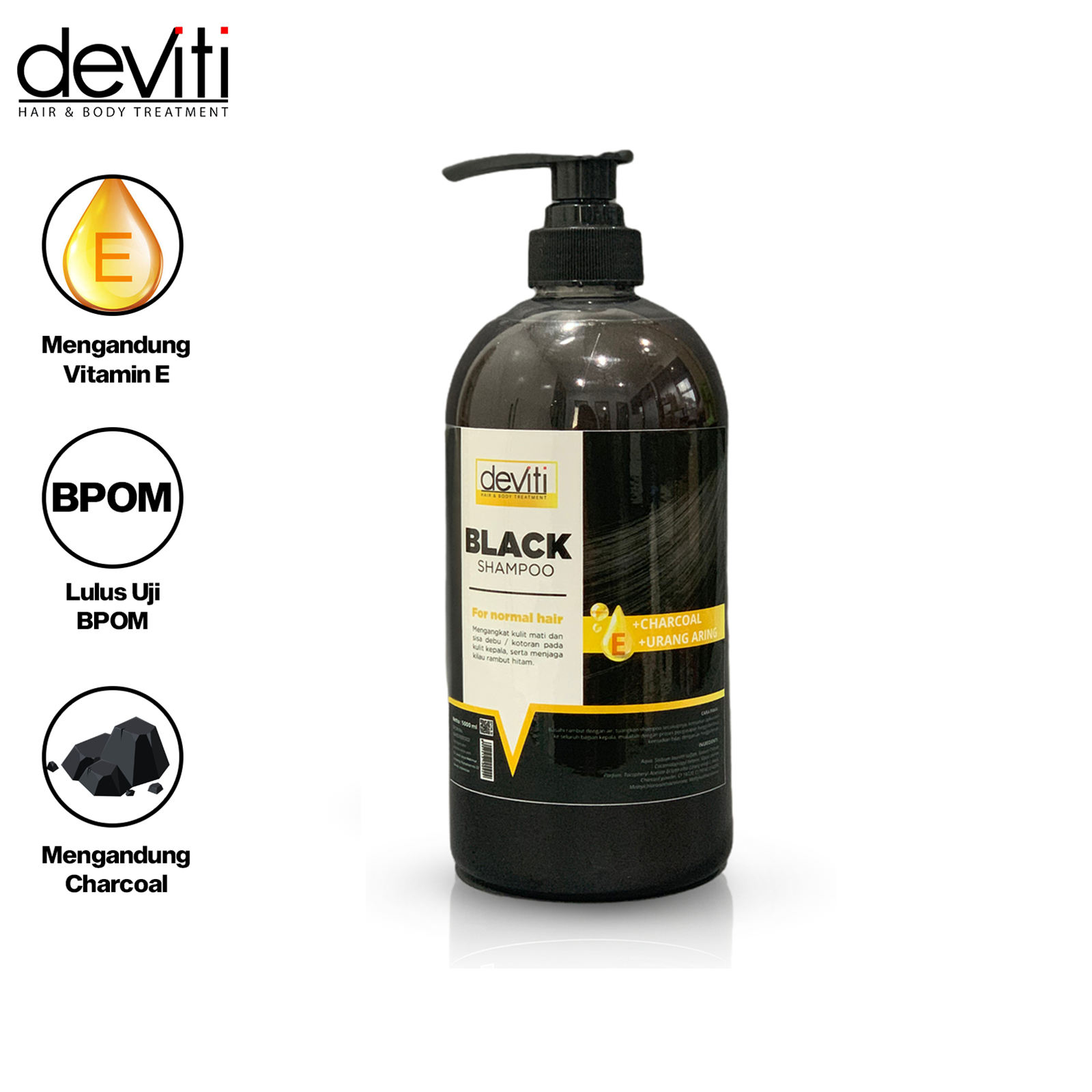 Deviti Charcoal Black Shampoo 1L Perawatan Rambut Hair Care Sampo ...