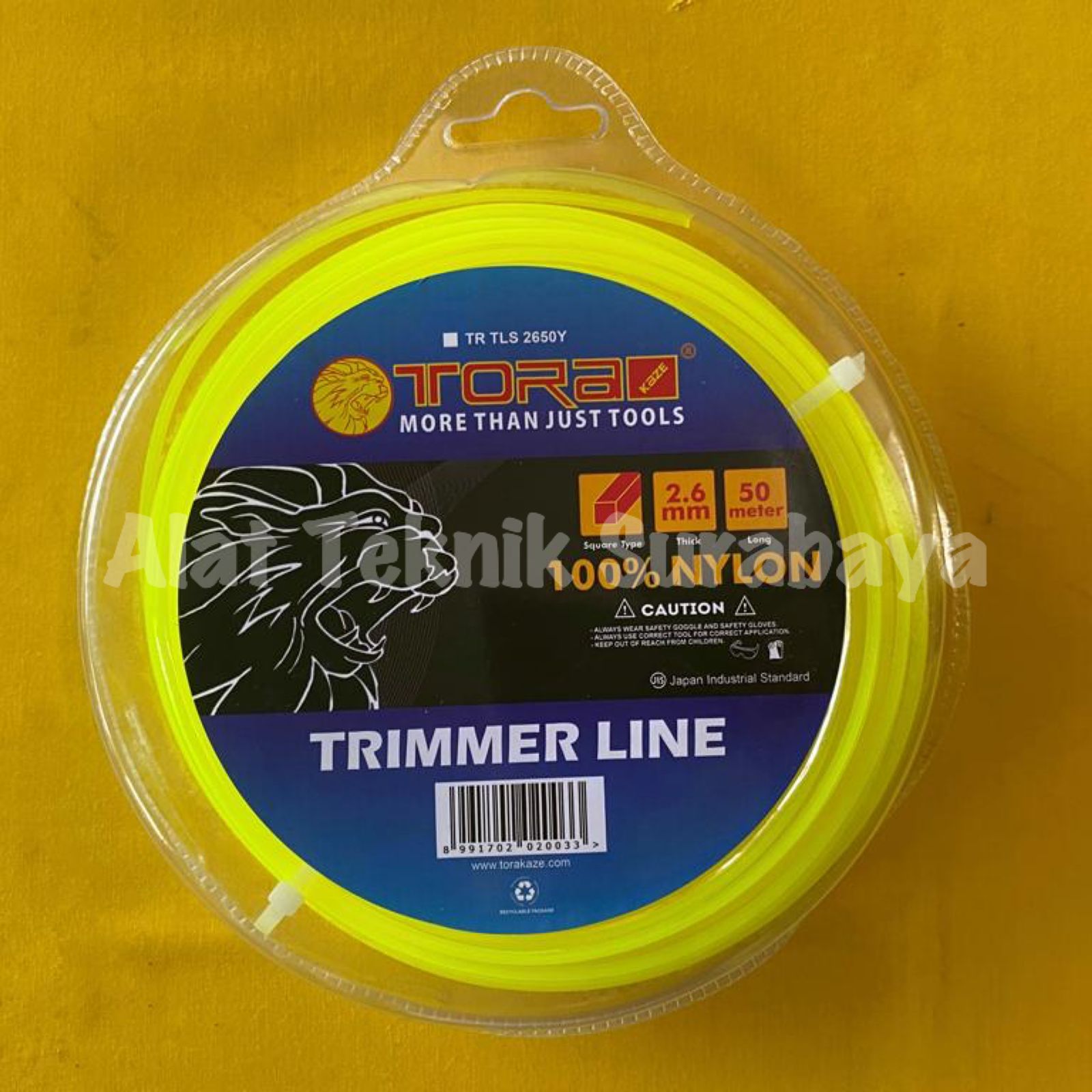 NYLON CUTTER TORA 50 M METER 2.6 MM TRIMMER TRIMER LINE KUNING 2,6 TALI ...