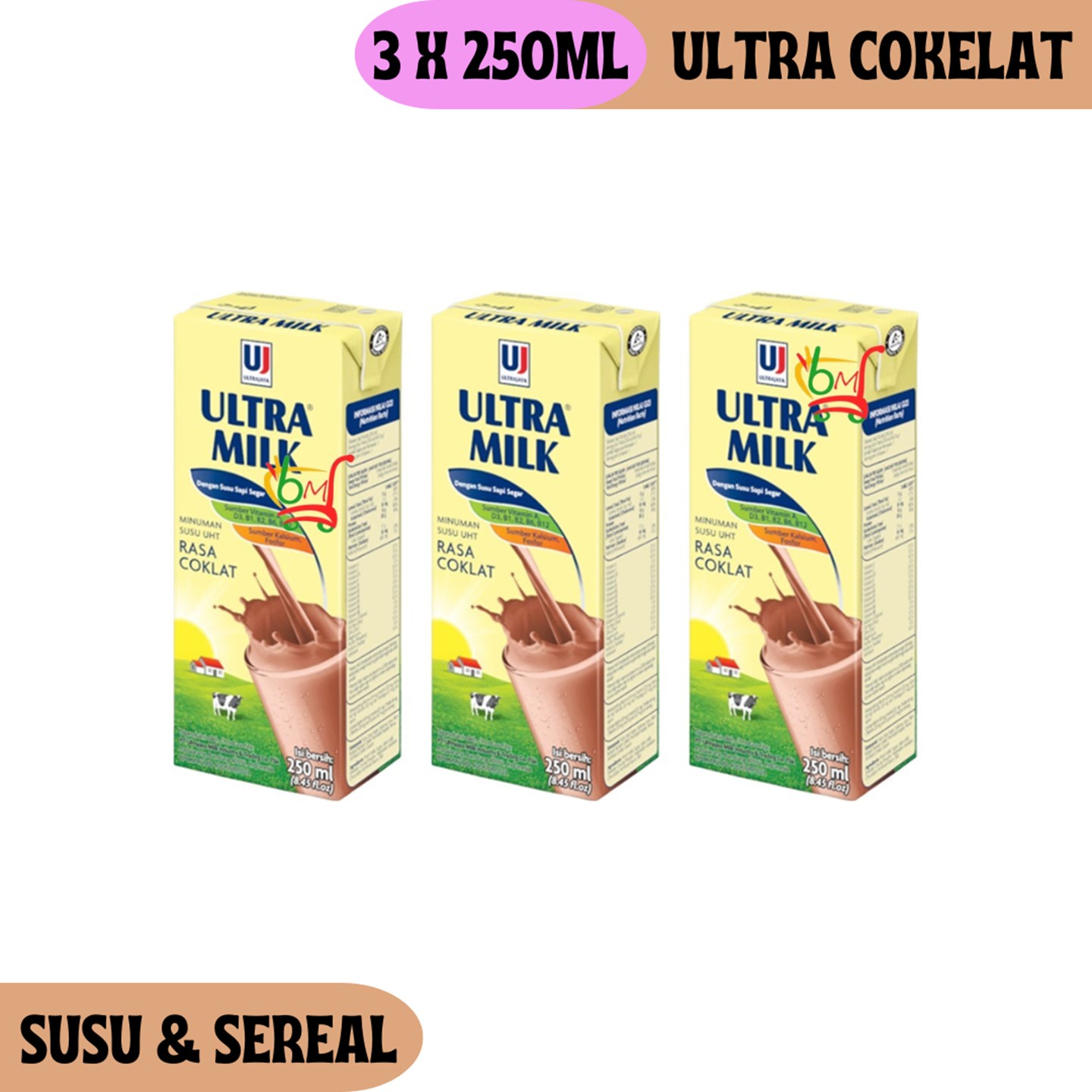 3PCS Ultra Cokelat Susu UHT Ultra Milk 250ml | Lazada Indonesia
