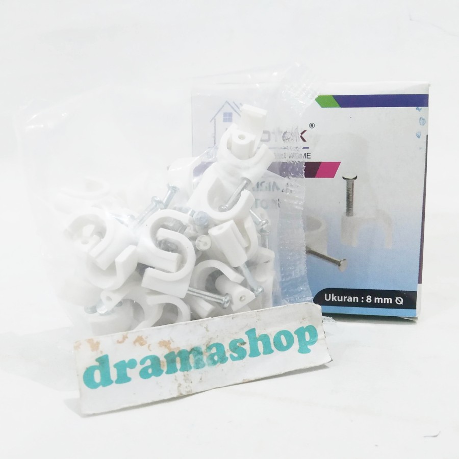 Klem clam clamp Kabel Paku Beton tembok kayu Cable Clips 8 9 10 mm 8mm ...