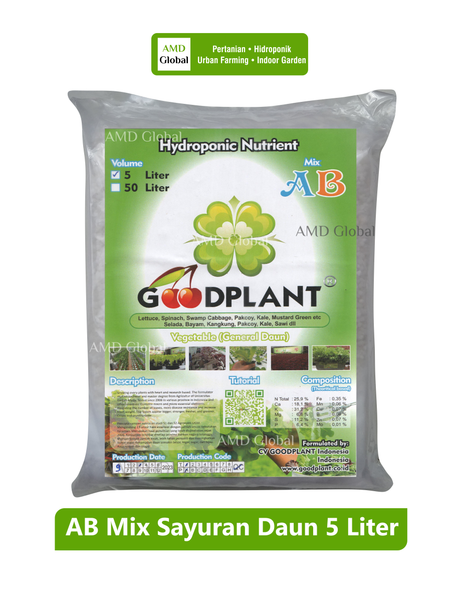 AB Mix Nutrisi Hidroponik Sayur / Sayuran Daun Goodplant 5 Liter ...