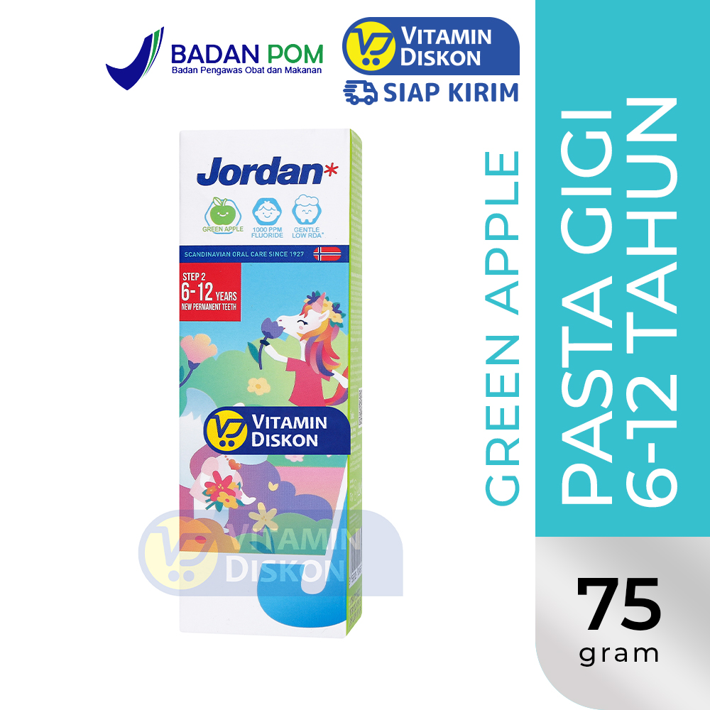 JORDAN KIDS TOOTHPASTE NEW PERMANENT TEETH STEP 2 (6-12 YEARS) GREEN ...