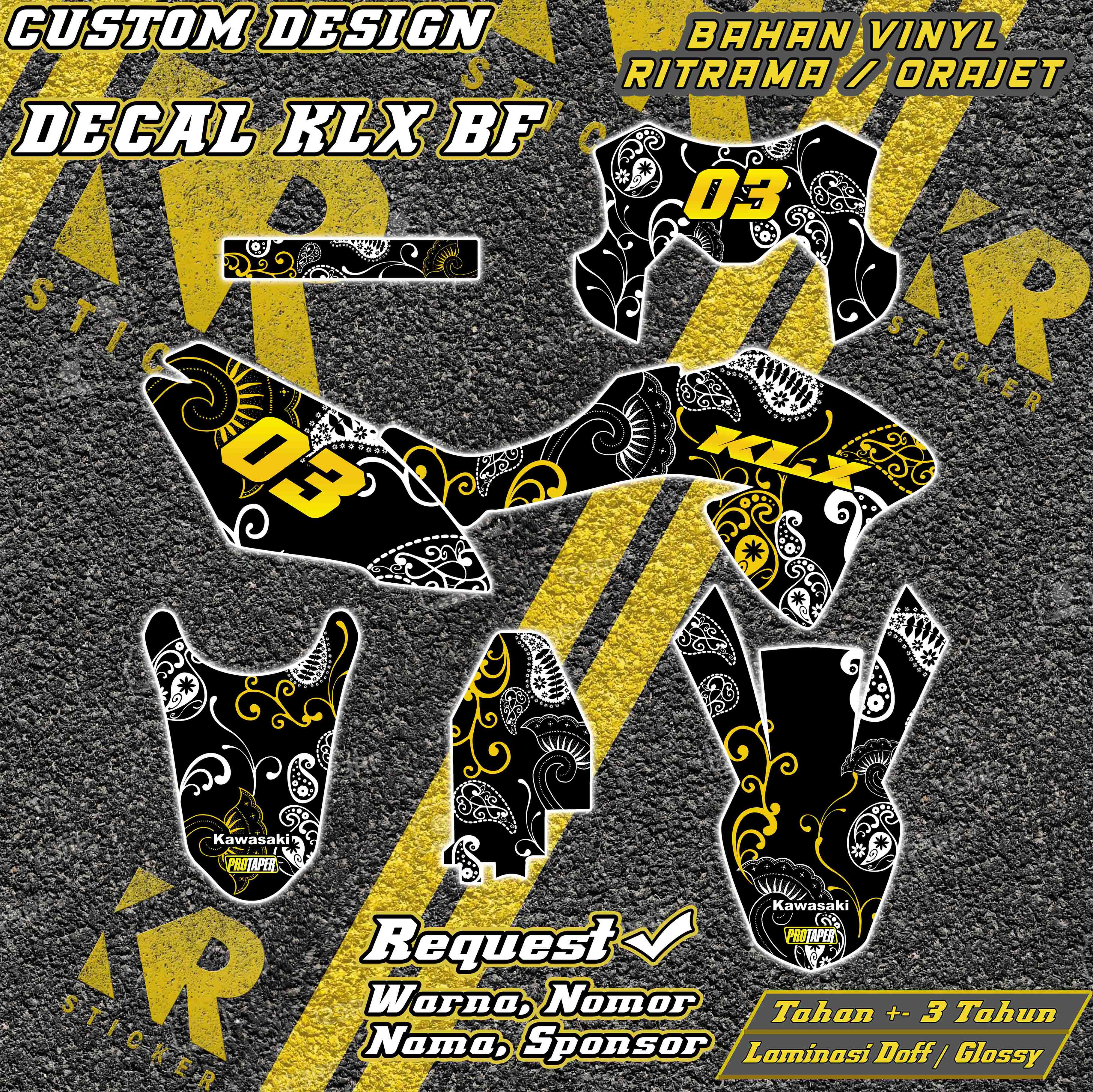 Sticker Decal Fullbody KLX BF motif Batik custom desain, stiker klx bf ...