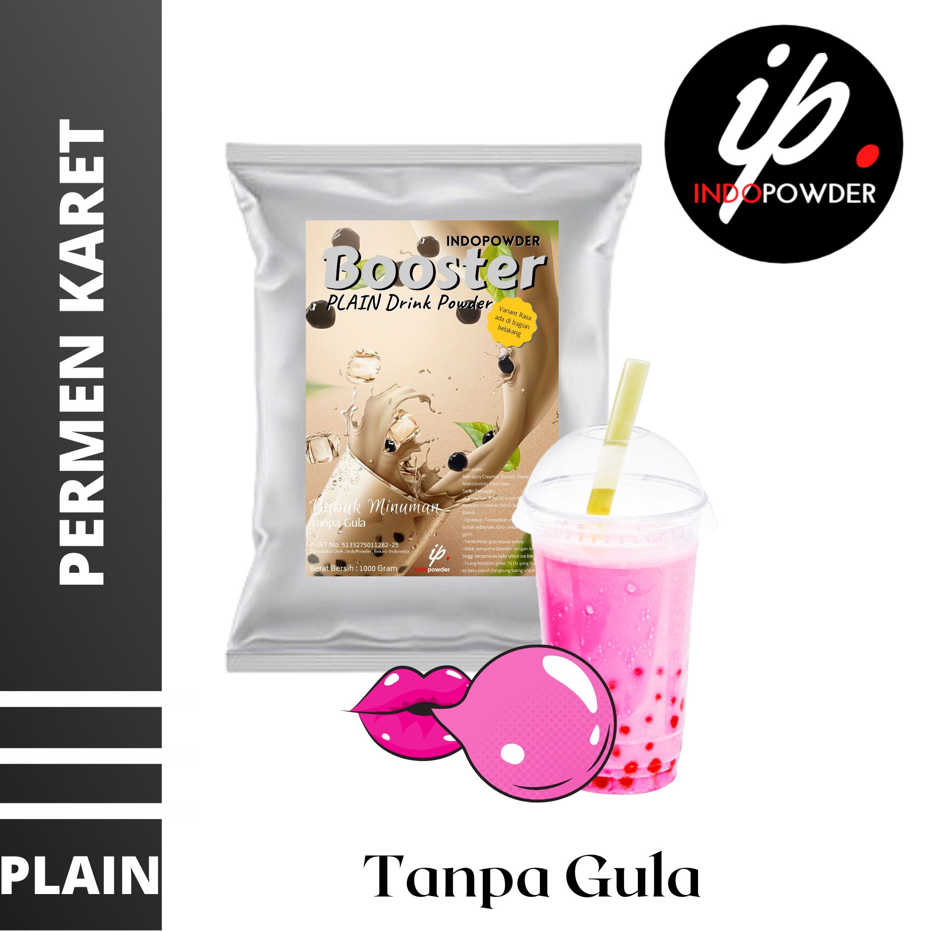 PLAIN Bubuk Minuman PERMEN KARET 1Kg - Bubuk PERMEN KARET 1Kg - PERMEN ...
