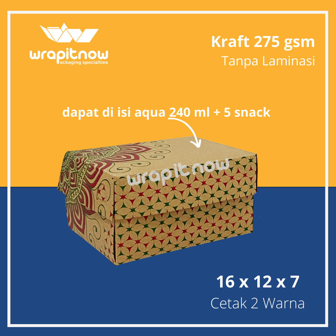 (Isi 10 Pcs) Dus Snack Kraft 16x12x7 Motif Cetak/ dus r5 snack lapis ...