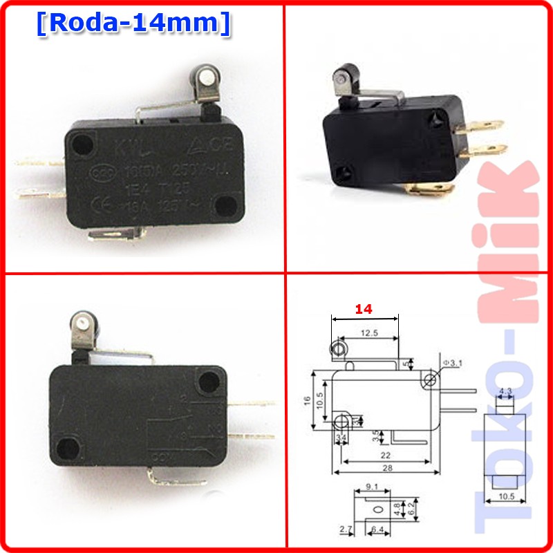 V-156-1C25 MICRO LIMIT SWITCH ROLLER HINGE GAGANG 250V 15A 3 PIN | Lazada Indonesia
