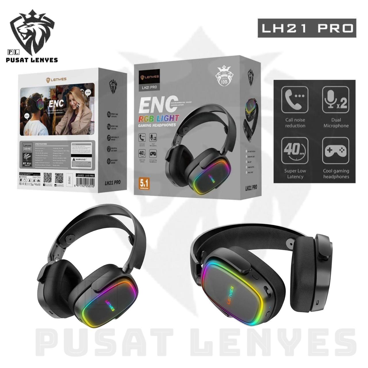 LH21PRO - HEADPHONE LENYES LH-21 Pro ENC RGB Light 40ms Headphone ...