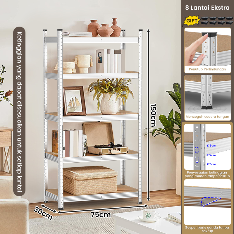 Pocket Dragon Rak besi susun rak barang serbaguna rak buku 5 susun rak ...