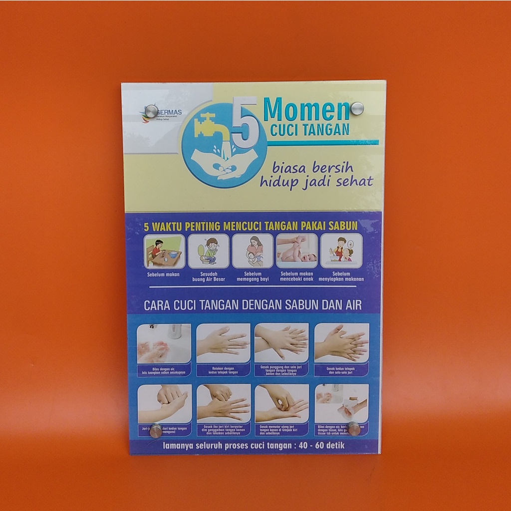 Poster Akrilik - 5 Momen Cuci Tangan | Poster Akrilik - Mencuci Tangan ...