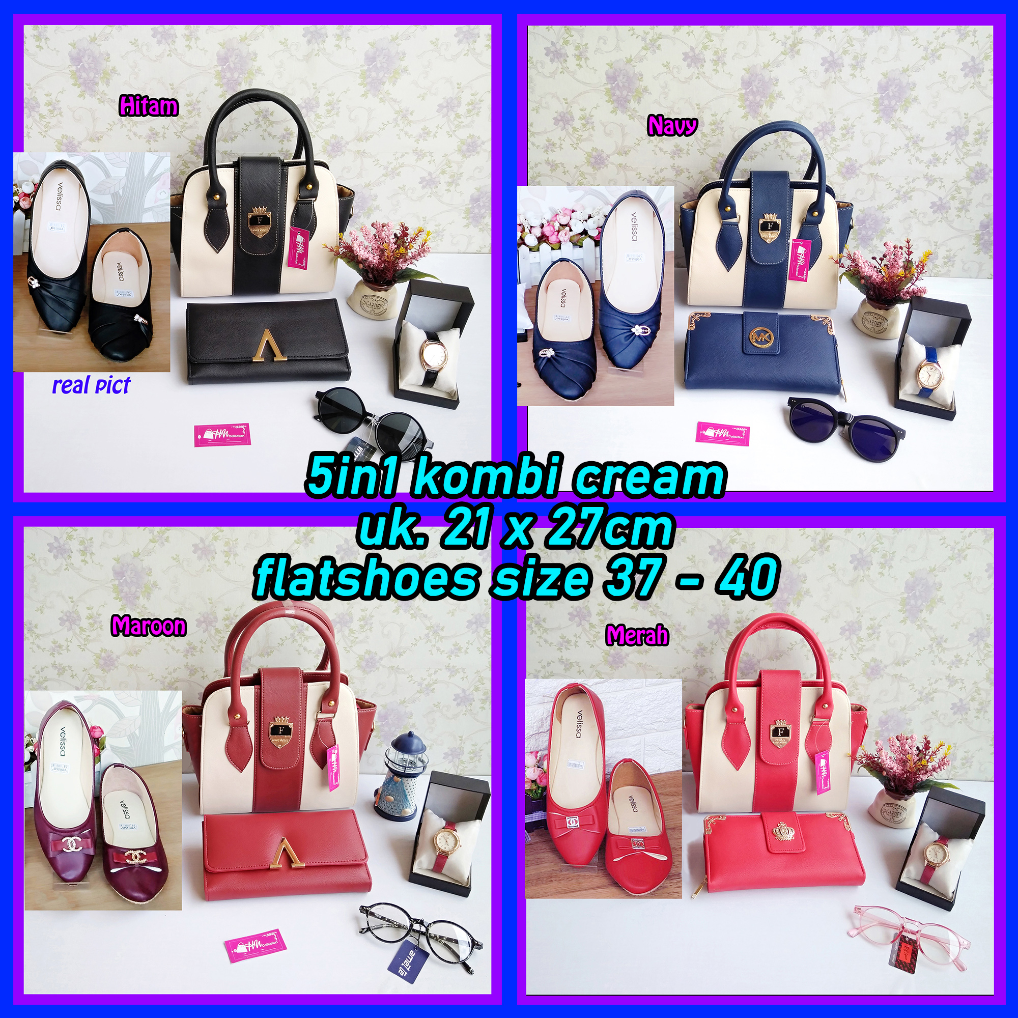 TAS PAKET 5IN1 CREAMY KOMBI CREAM FLATSHOES - BAYAR DI TEMPAT | Lazada ...