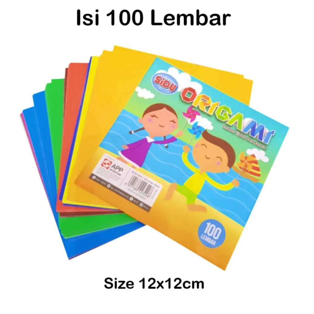 Kertas Origami Kecil isi 100 Lembar Sidu / Kertas Lipat TK Besar 12x12 ...