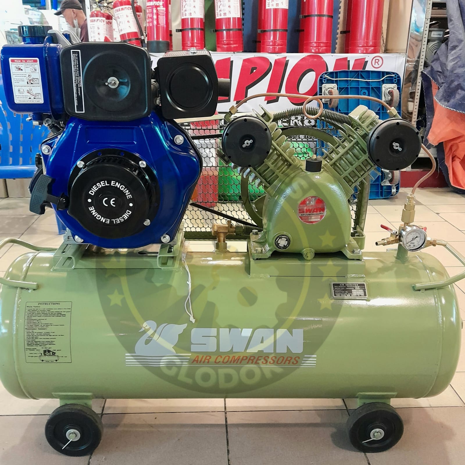 Kompresor angin swan 2 hp ( pk ) 2hp komplit engine Solar SVU202 solar ...