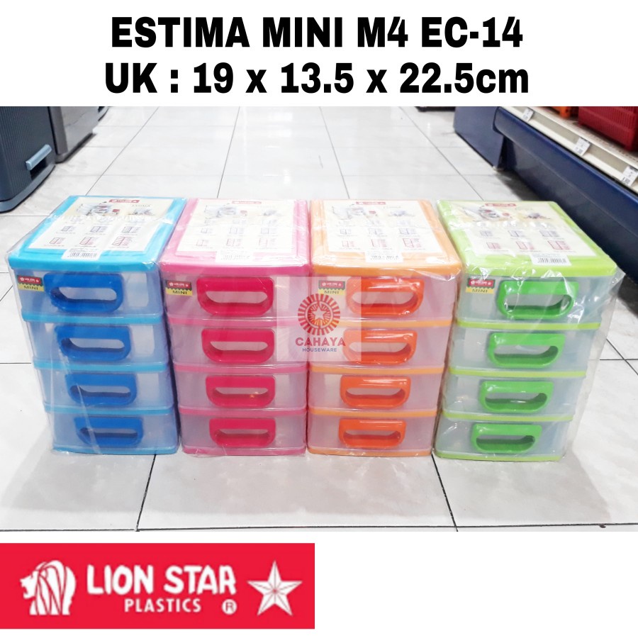Laci Plastik Mini 4 Susun Lion Star Estima Mini Container M4 EC-14 ...
