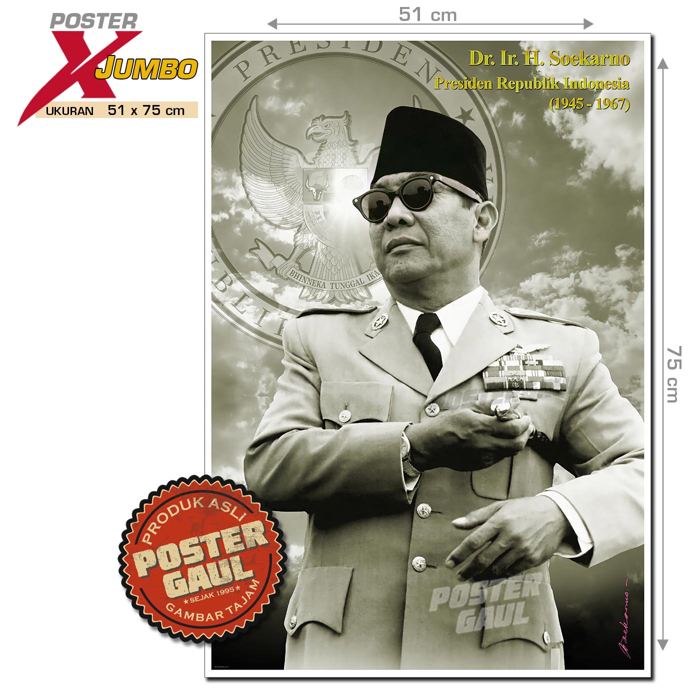 Poster XJumbo PRESIDEN SOEKARNO #XJFJP360 - ukuran 51 x 75 cm | Lazada ...