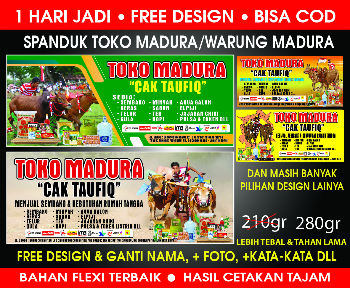 SPANDUK WARUNG MADURA / TOKO MADURA (FREE DESIGN) | Lazada Indonesia