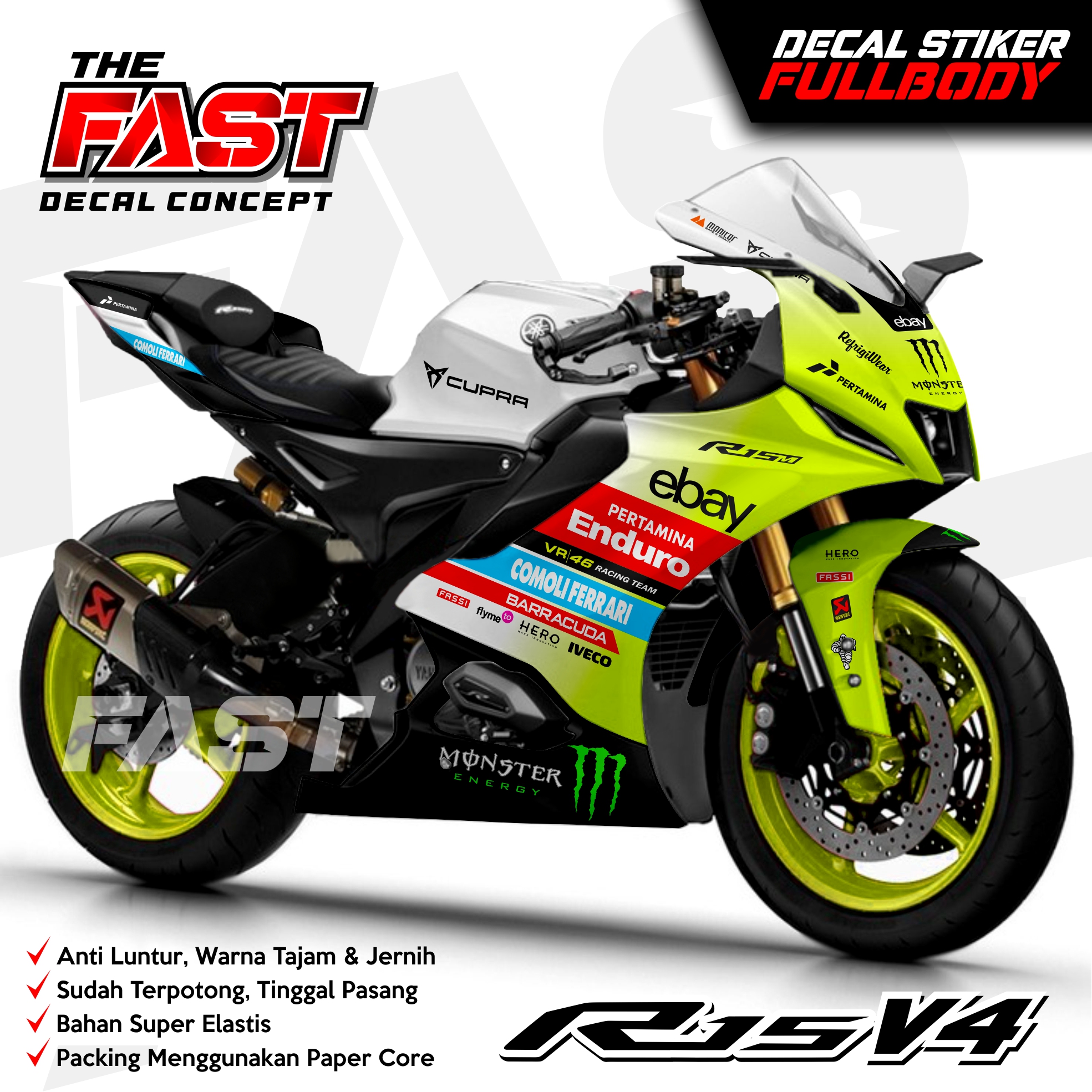 Stiker Decal R15 V4 ⭐⭐⭐⭐⭐TERBARU Stiker Striping Full Body variasi ...