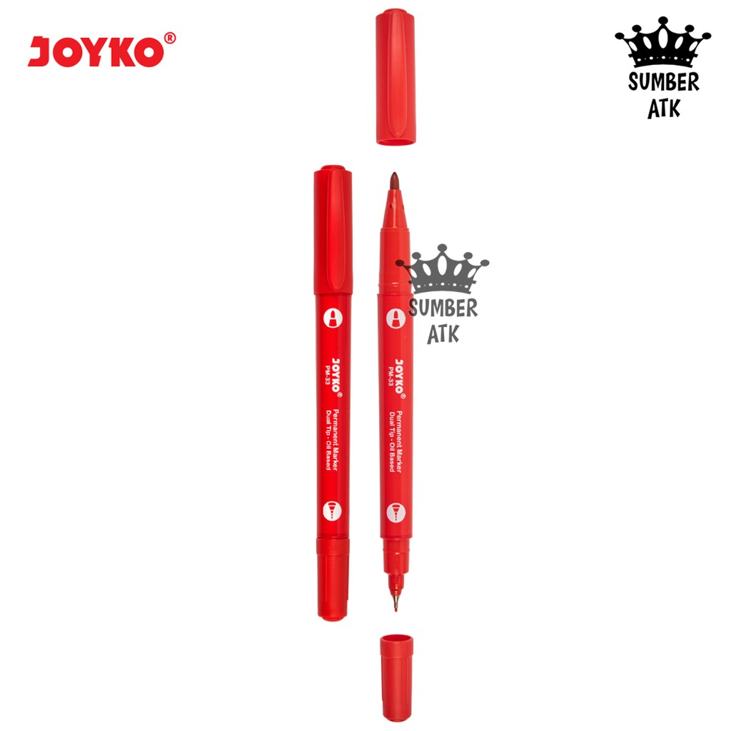 Permanent Marker Spidol Permanen Joyko PM-31 Black PM-32 Blue PM-33 Red ...