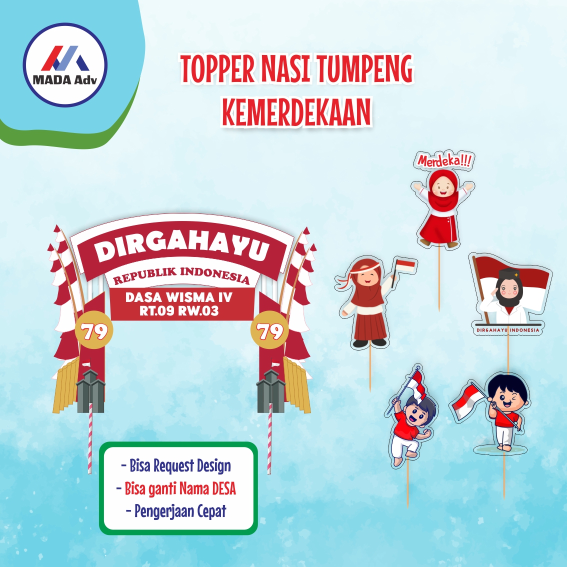 Topper 17 Agustus / Tumpeng Kemerdekaan HUT RI/ Topper Custom ...