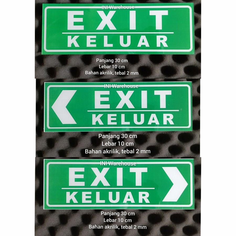 Acrylic Sign Signage EXIT Tanda Keluar Rambu Simbol Akrilik 10 x 30 cm ...