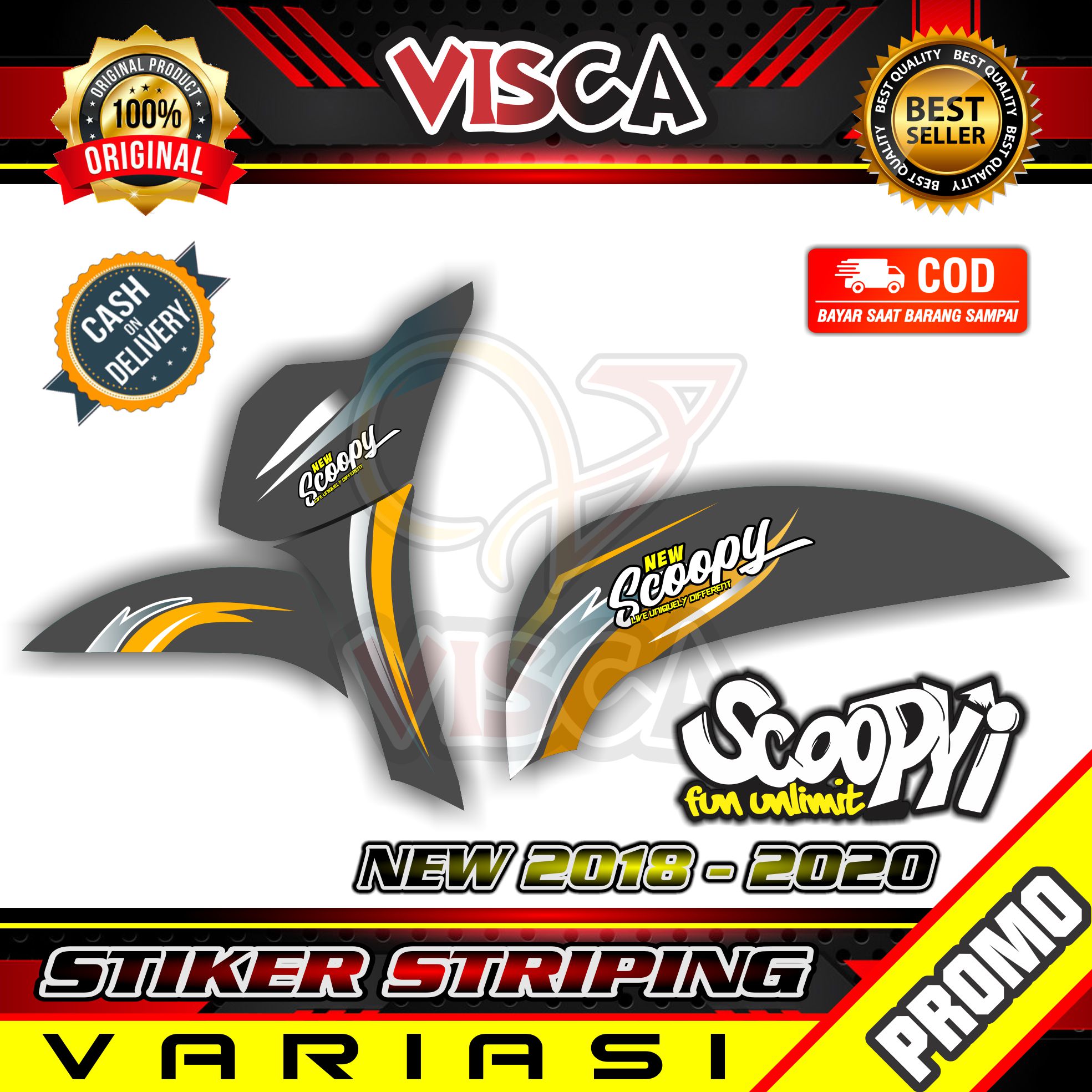 Stiker Striping Scoopy New 2018 - 2020 Variasi Simple Gold | Lazada ...