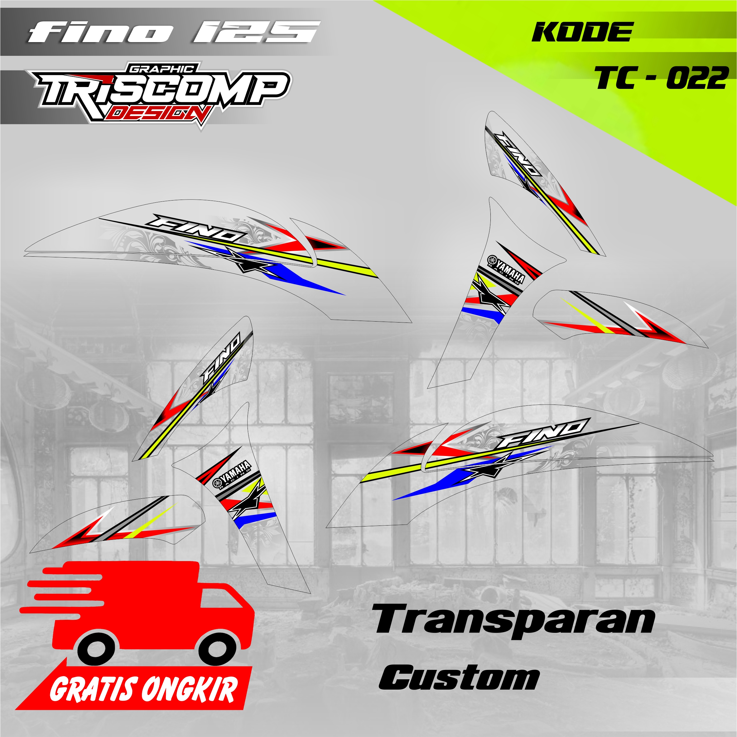Stiker Motor Fino Transparan Desain custom bisa request Striping Fino ...