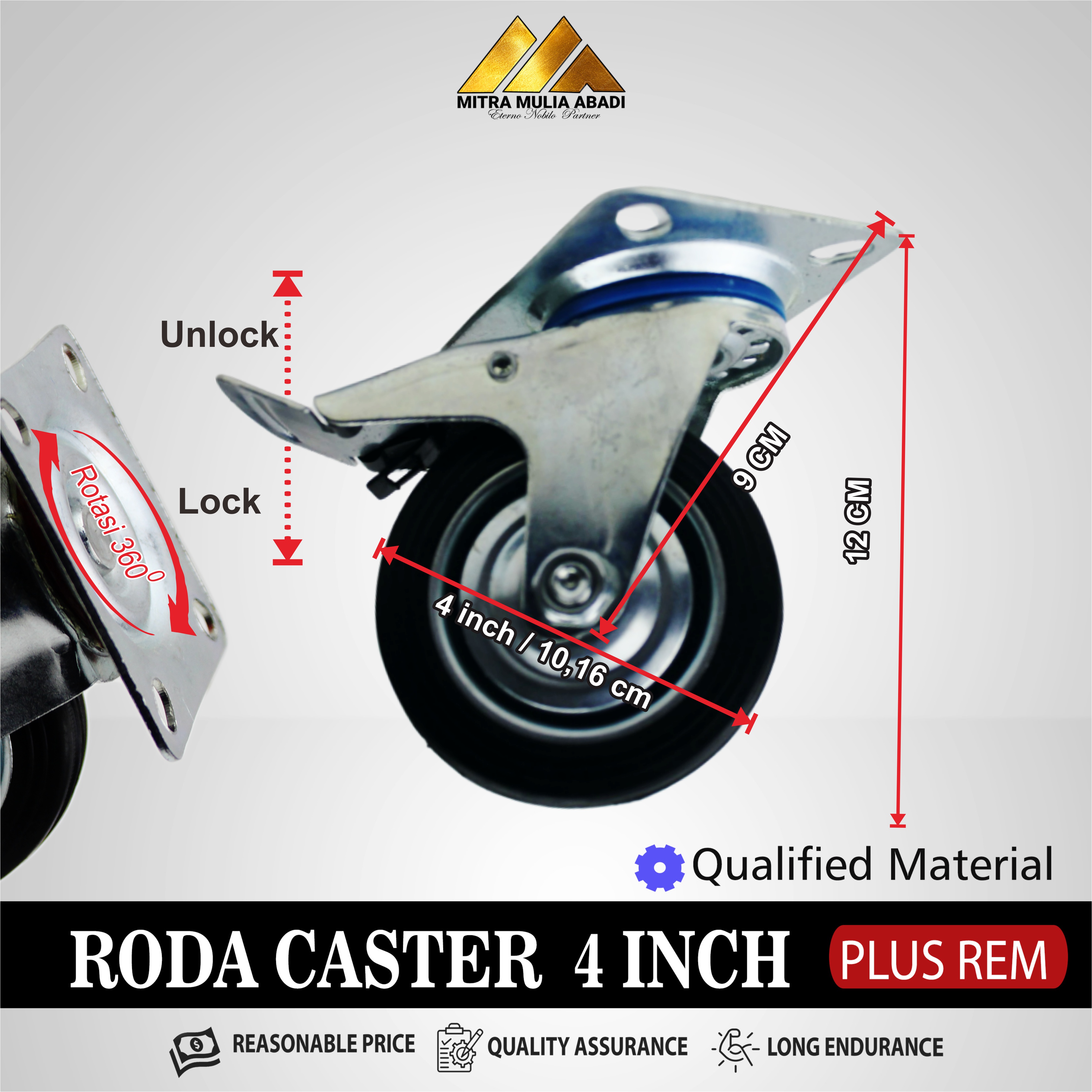 Roda Kaster/Kastor 3" Inci PLUS REM | Lazada Indonesia