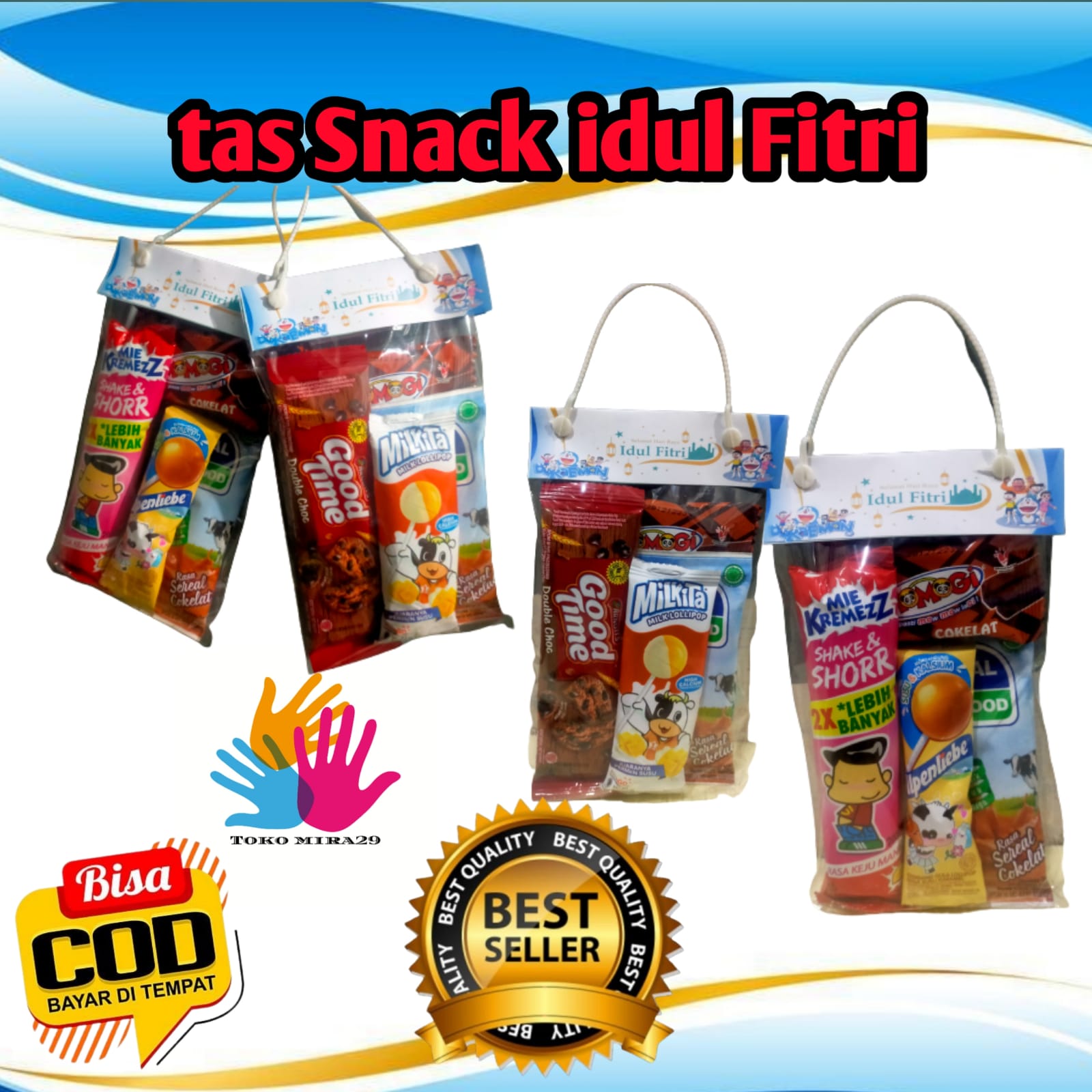 10 pcs Tas snack idul fitri plastik snack lebaran tas label snack ulang ...
