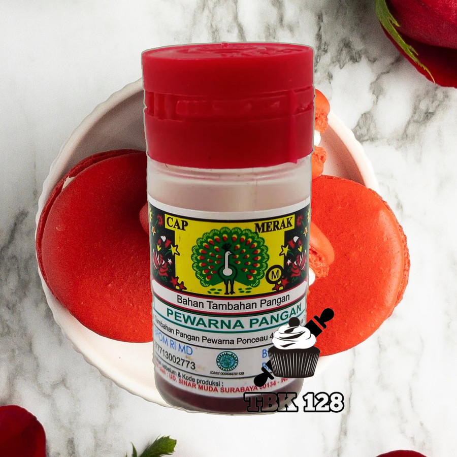 PEWARNA MAKANAN BUBUK CAP MERAK MERAH TUA 1,2 GR / PEWARNA BUBUK / CAP ...