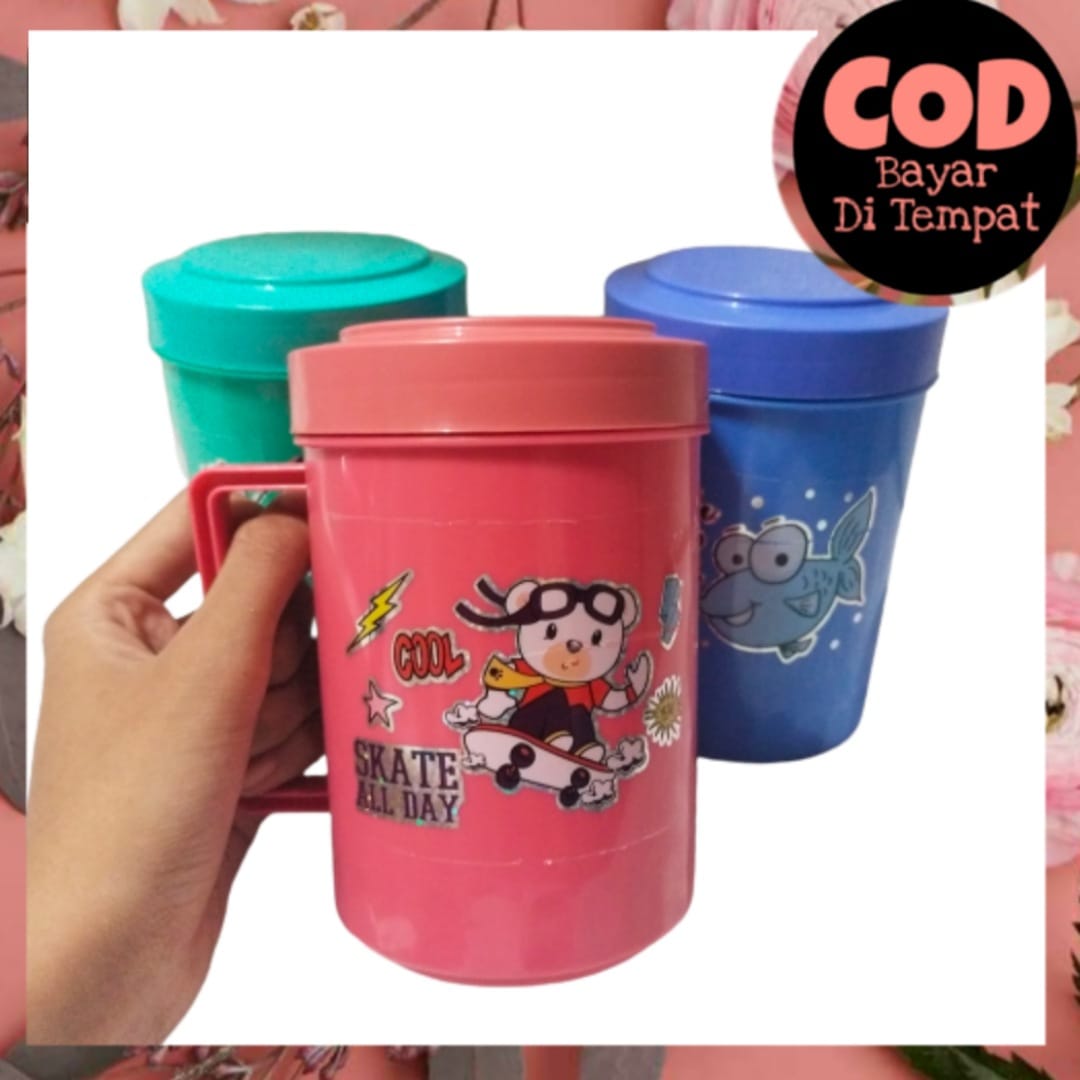 Mug Goldy Dengan Tutup Gelas Pakai tutup Gelas Plastik Jumbo | Lazada ...