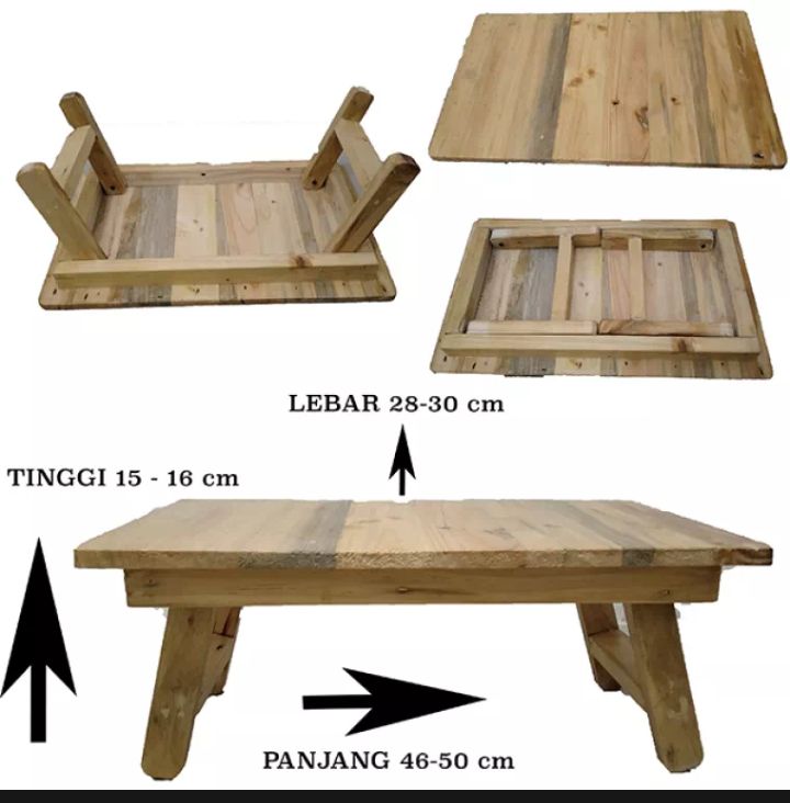 Meja Anak Lipat Serbaguna Portable Kayu Polos Pernis / Meja Belajar ...