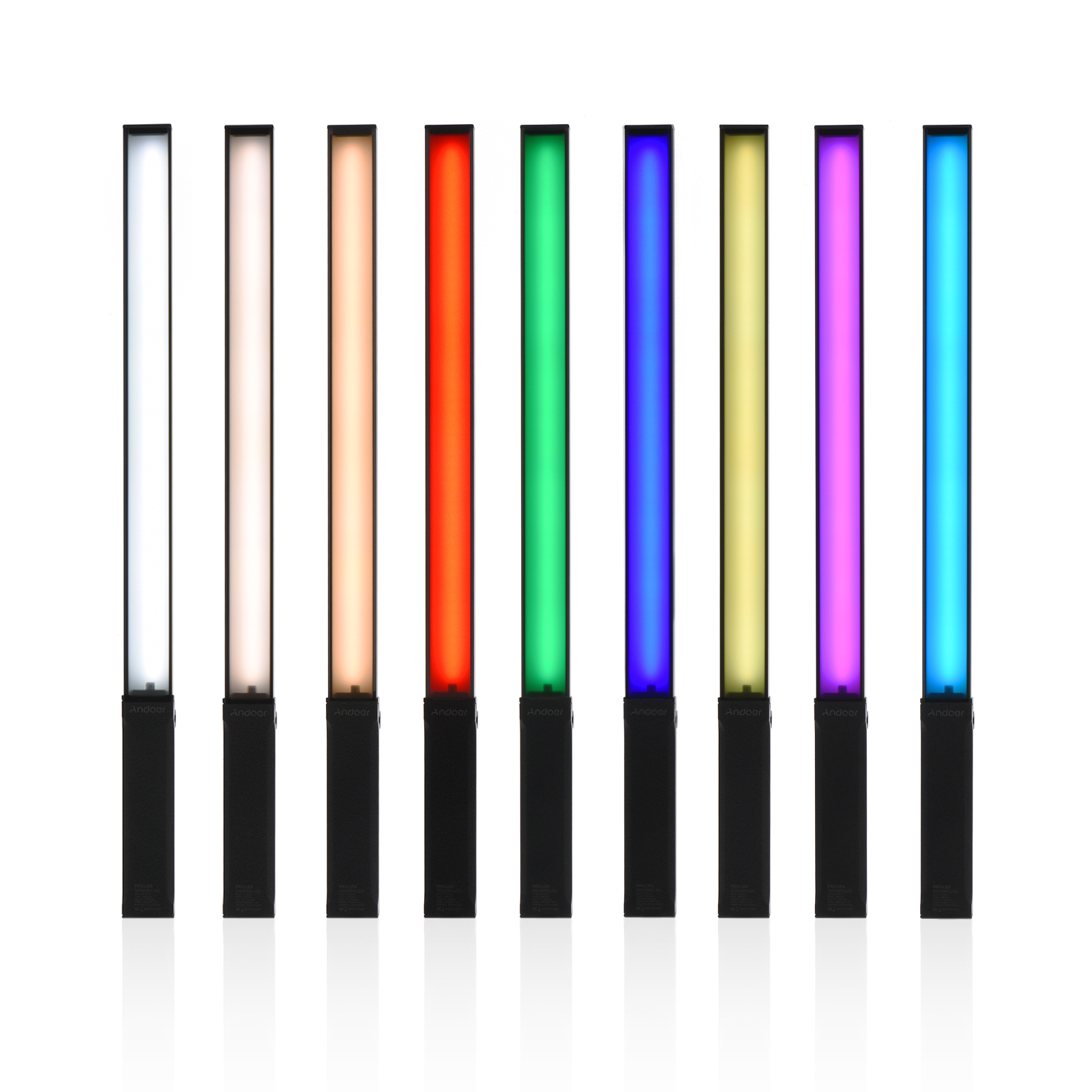 Andoer Portable RGB Handheld LED Video Light Wand 10W 9 Colors CRI95 ...