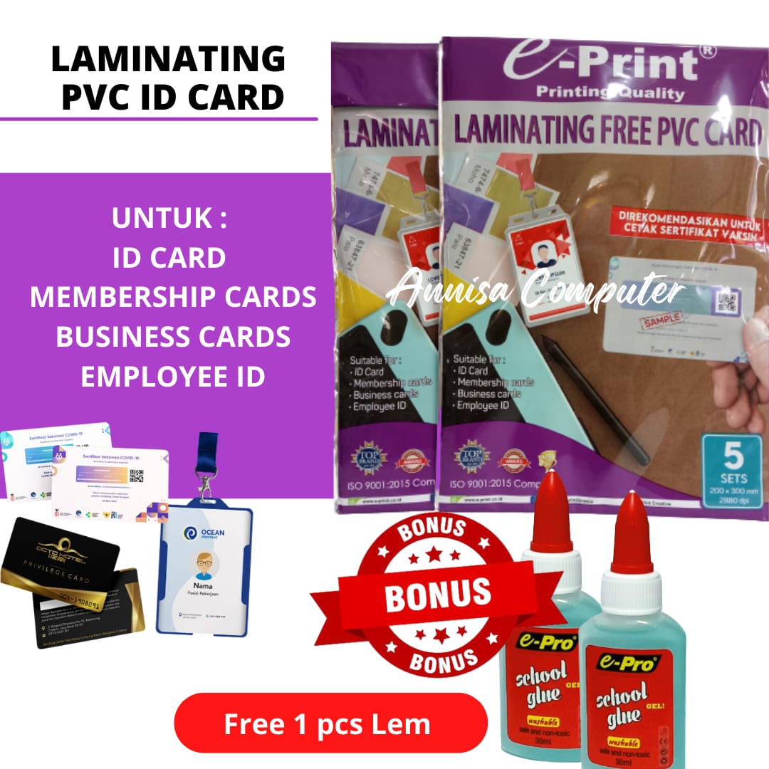 Kertas PVC Bahan ID Card E-Print A4 setara Printable Card A4 Blueprint ...