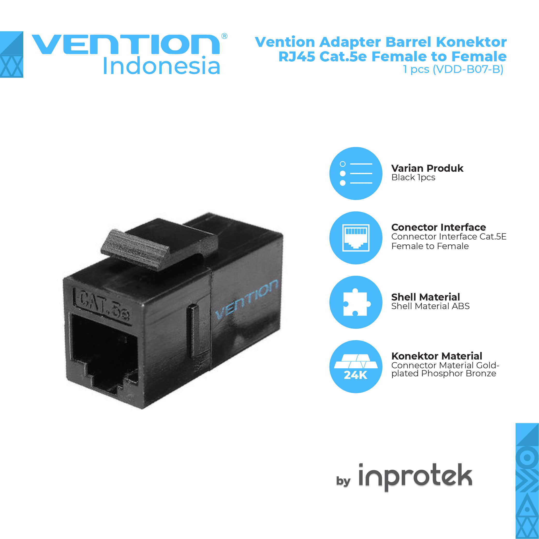 Vention Adapter Barrel Konektor RJ45 Cat.5e Female to Female | Lazada ...