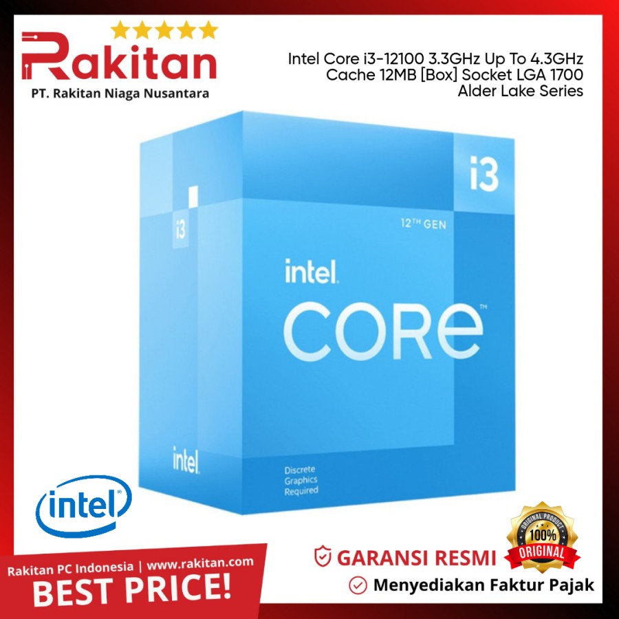 PROCESSOR INTEL CORE I3 12100 BOX SOCKET LGA 1700 Gen 12 - Intel 12100 ...