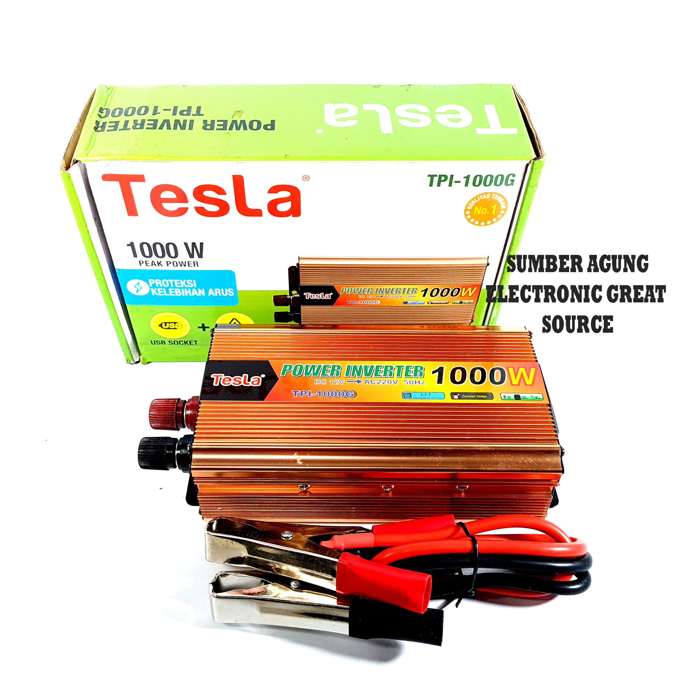Tesla Power Inverter 1000W TPI1000G Proteksi Kelebihan Arus USB Socket ...