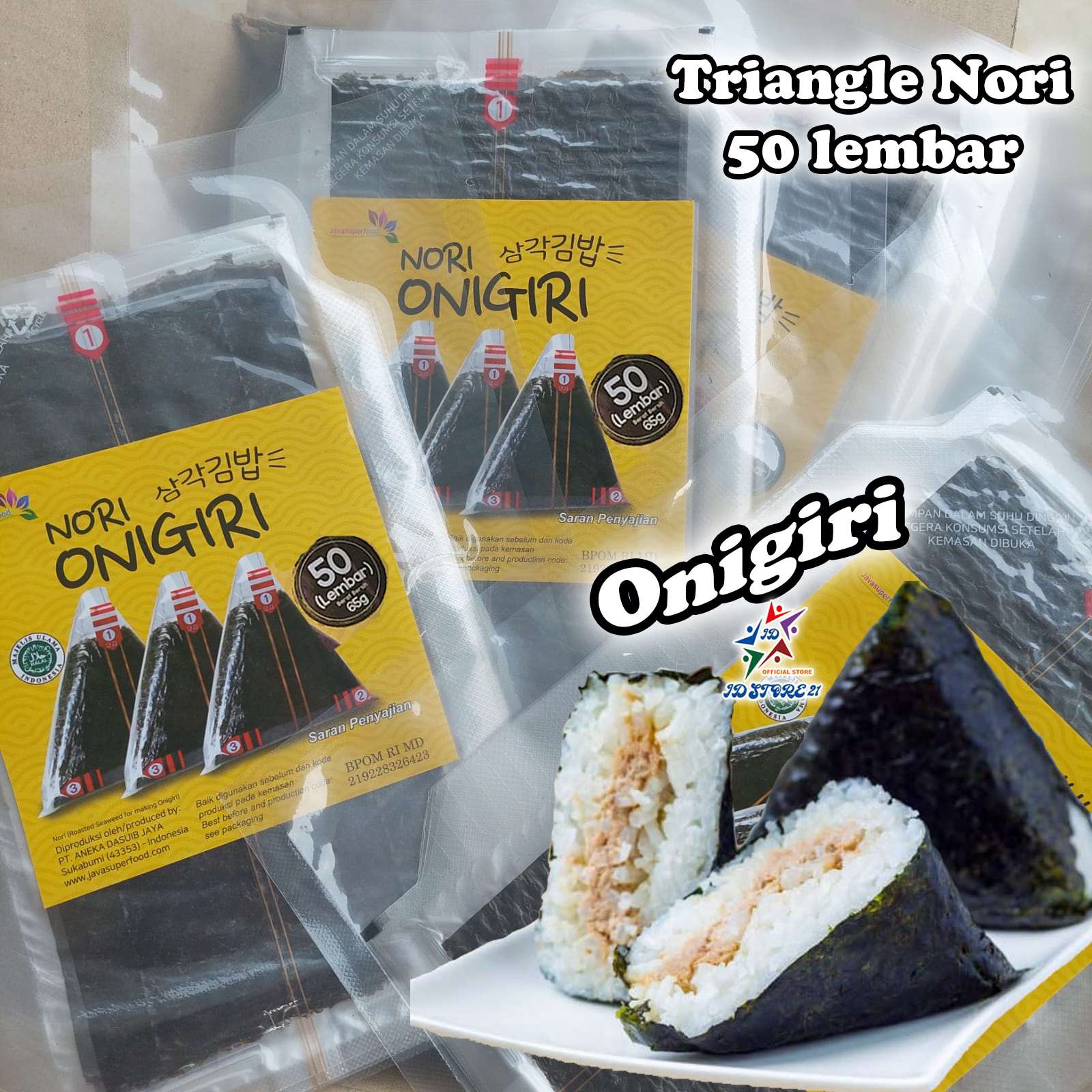 Rumput Laut Nori Onigiri JAVA 50 Lembar Onigiri Triangle Nori | Lazada ...