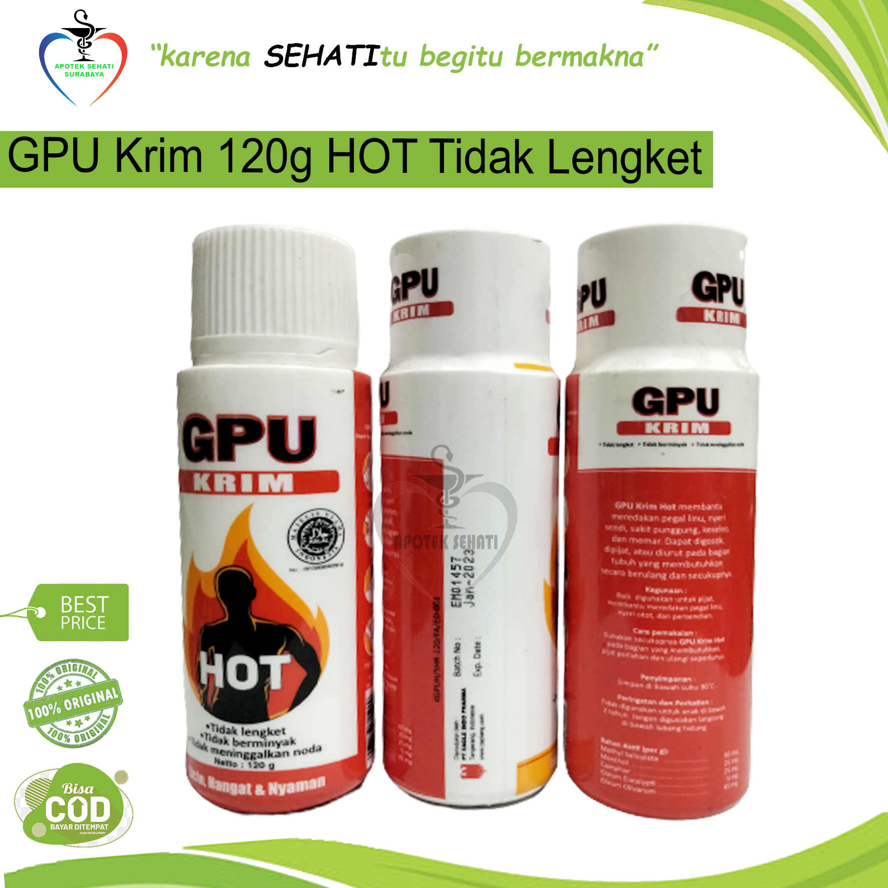 GPU KRIM HOT BOTOL 120 Gr OBAT URUT GOSOK DAN PIJAT | Lazada Indonesia