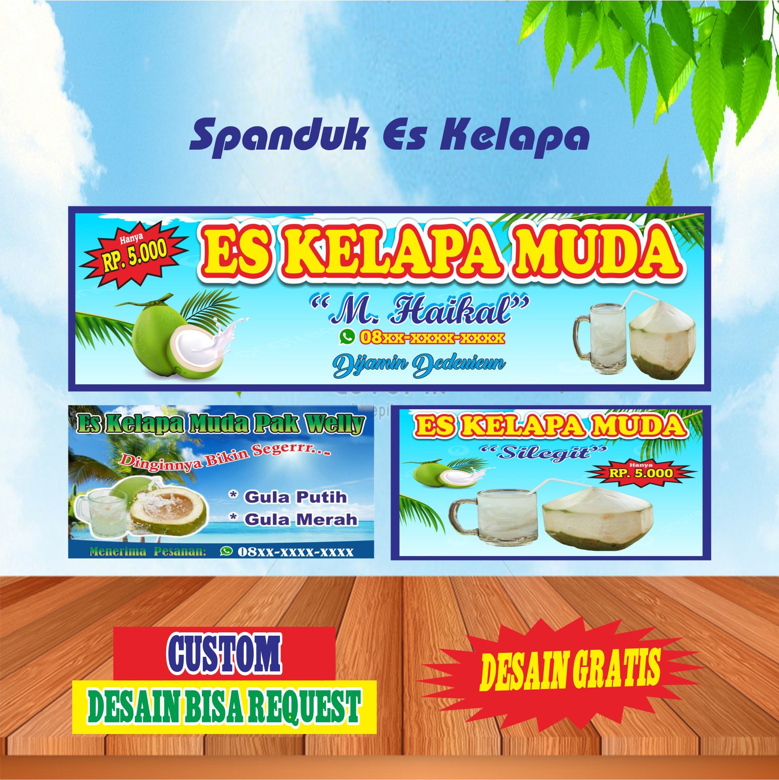 Banner Spanduk Es Kelapa Muda Bisa Request Desain | Lazada Indonesia