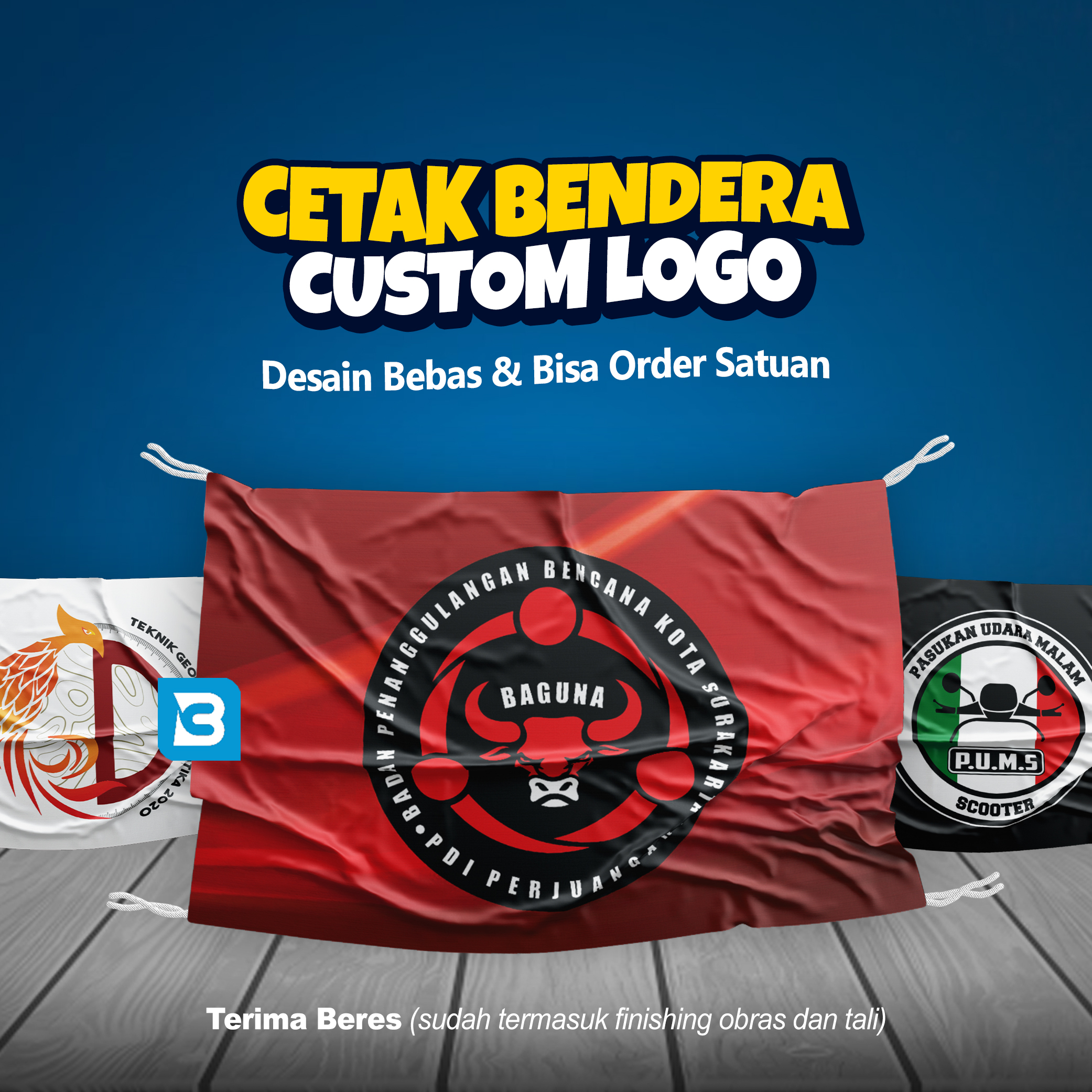 Cetak Bendera Printing Custom Logo Bisa Satuan | Lazada Indonesia