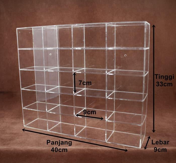 Rak Display Acrylic 20 kotak + tutup belakang | Lazada Indonesia