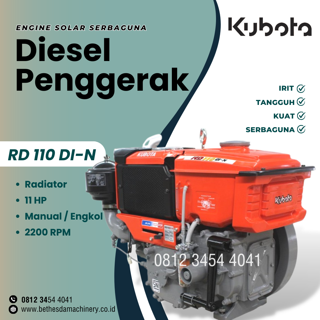 Diesel Serba guna 11pk 11 hp / Mesin Penggerak engkol RD110 DI-N Kubota | Lazada Indonesia