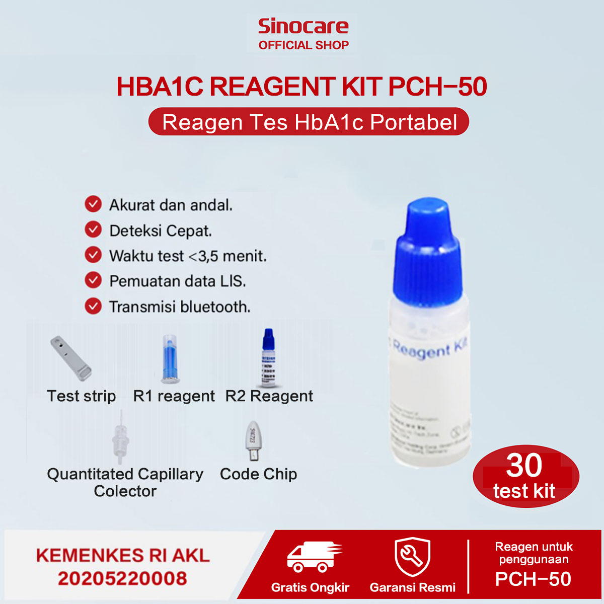 Sinocare Portable HbA1c Hemoglobin Analyzer Glycosylated PCH-50 ...