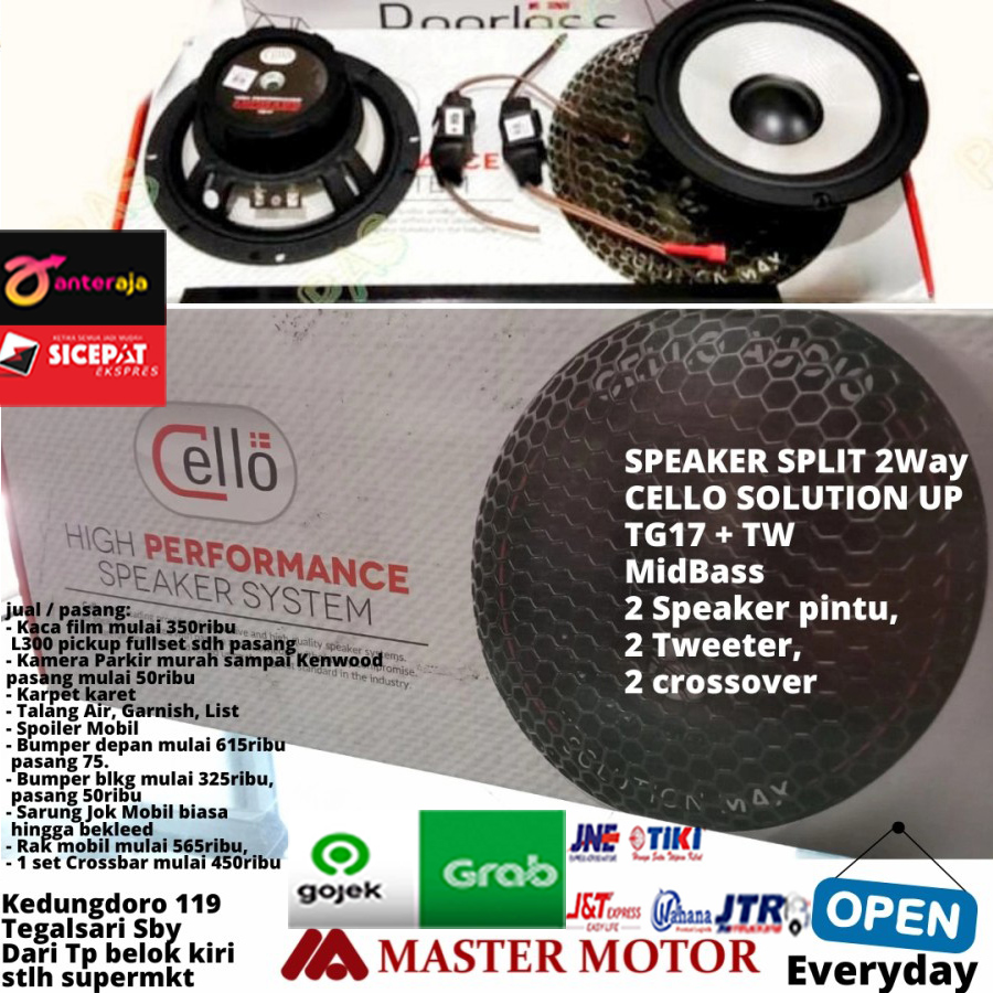 Speaker Split Cello 2way SOLUTION UP C TG17 2018 MidBass full set Two way Speker Pintu Tweeter ...