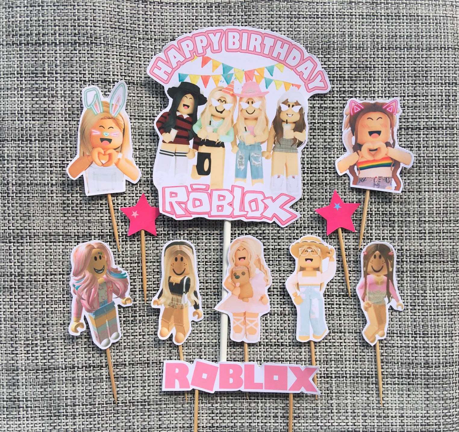 Topper ROBLOX GIRL cara mudah dan cepat hias cake hampers tumpeng snack ...