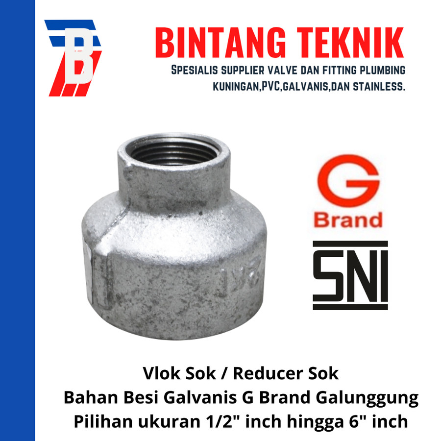 Vlok Sok / Reducer 2" x 1 1/2" Besi Galvanis G Brand Galunggung ...