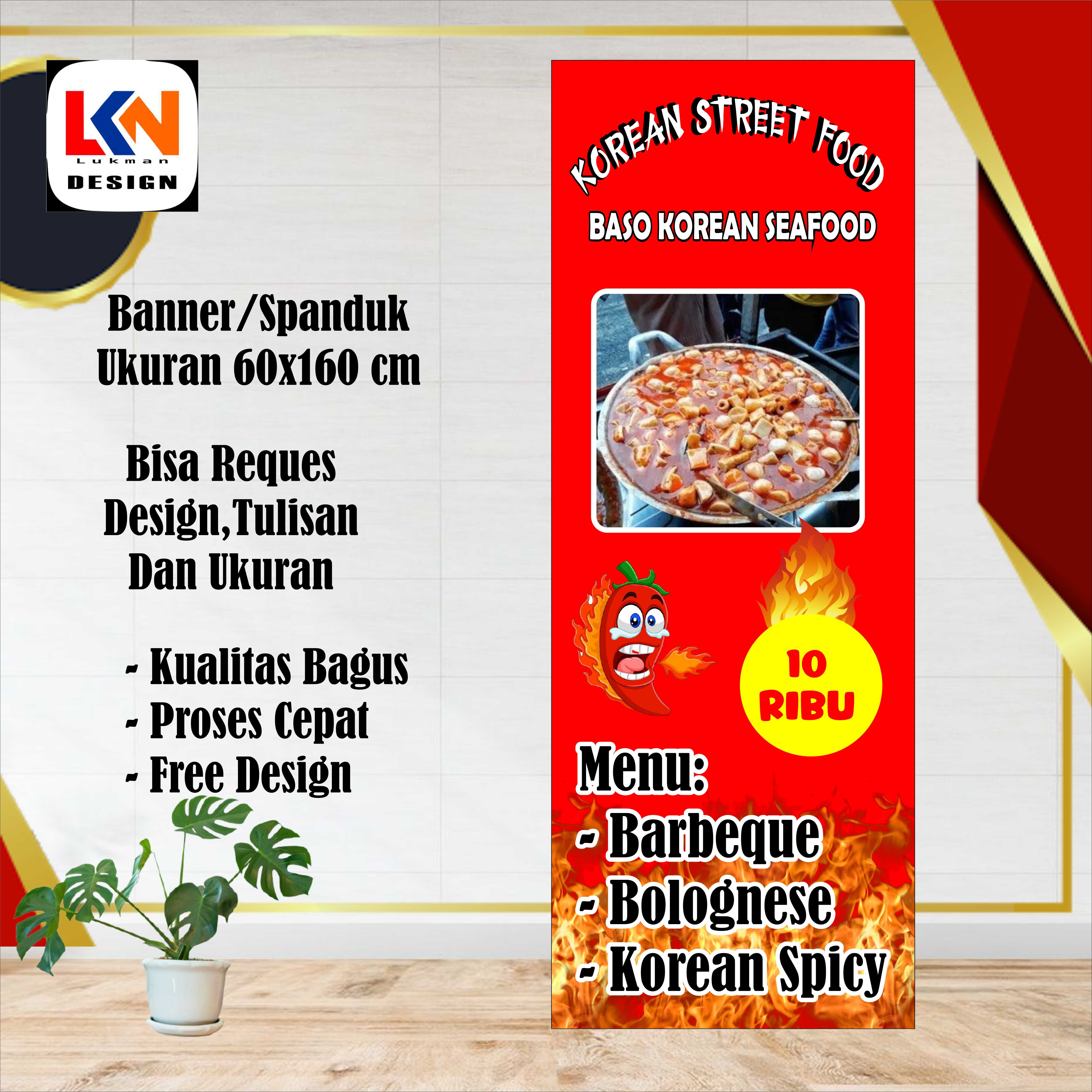 spanduk banner baso korean seafood uk,60x160cm | Lazada Indonesia