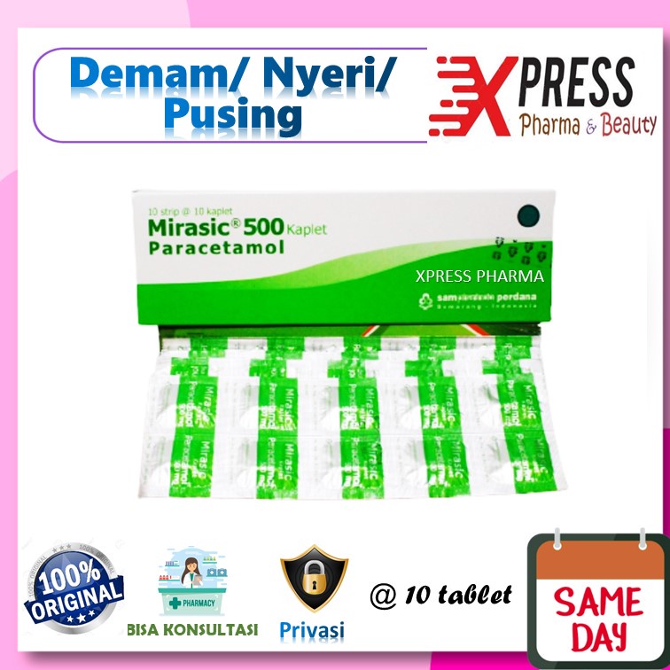 ⚡XPRESS⚡ Mirasic 500mg STRIP Obat Pusing Nyeri Demam Paracetamol ...