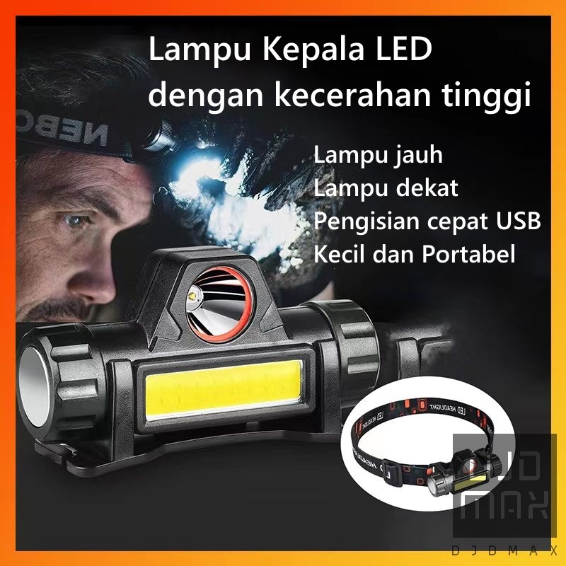 DJDMax Senter Kepala Mini COB 2in1 XPE Headlamp Bisa Putar Copot Cas ...